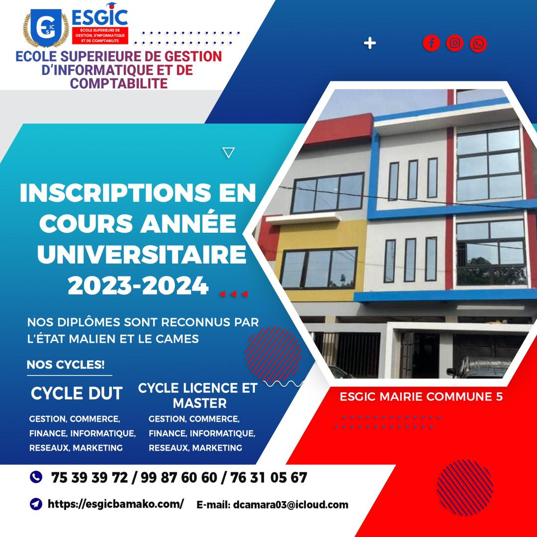 INSCRIPTIONS EN COURS ANNÉE UNIVERSITAIRE 2023-2024 – Le service vous attend, choisissez l'ESGIC